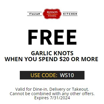 20% Off Russo's New York Pizzeria Coupons, Promo Codes & Deals (Jul 2024)